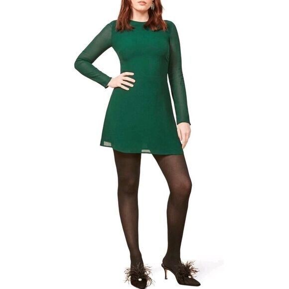 Reformation | Dresses | Reformationemerald Green Mayra Back Slit Flare ...